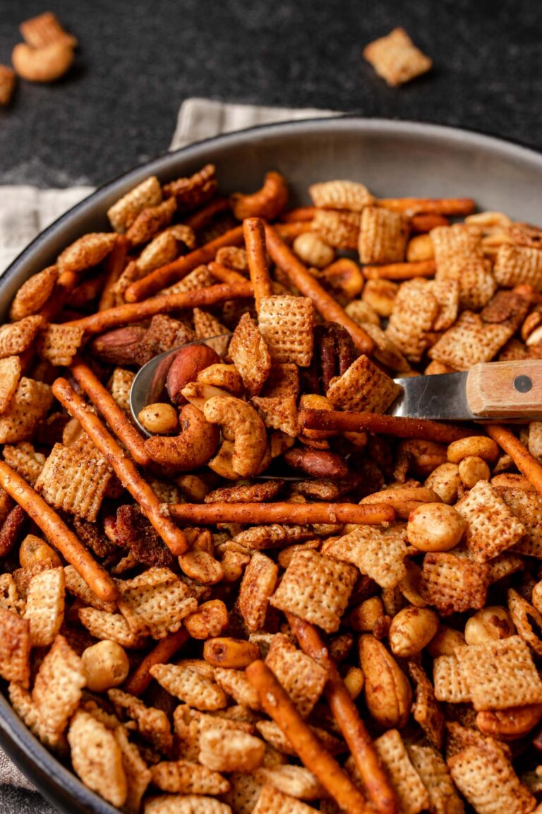 Spiced Chex Mix with Nuts (Vegan) | Two Market Girls
