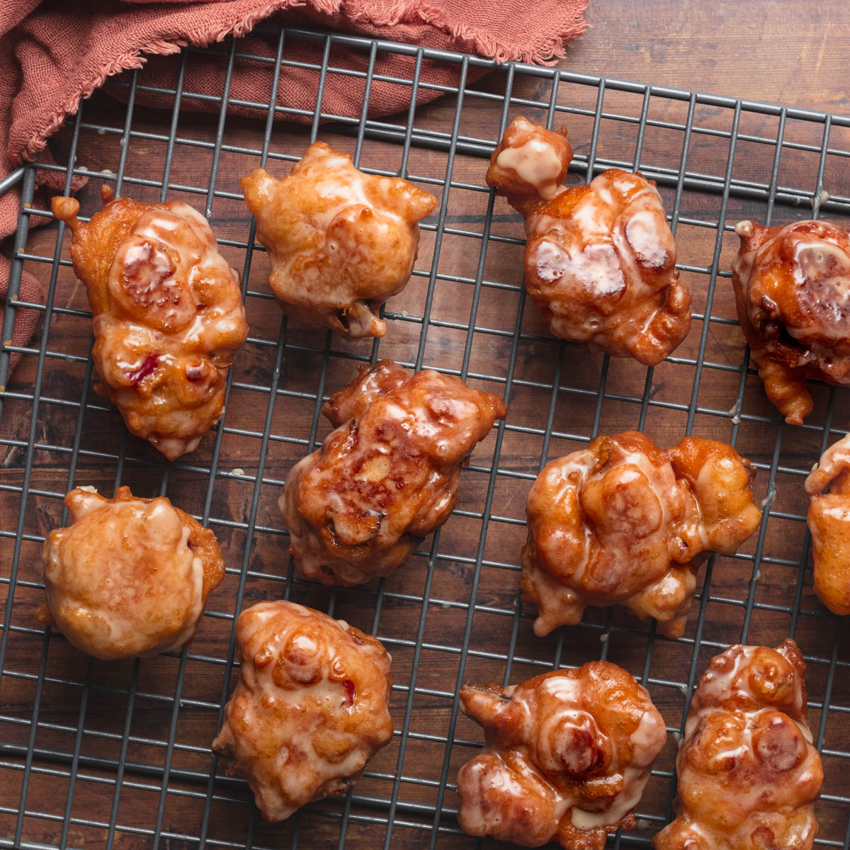 Mini Rhubarb Fritters with Vanilla Glaze - Two Market Girls