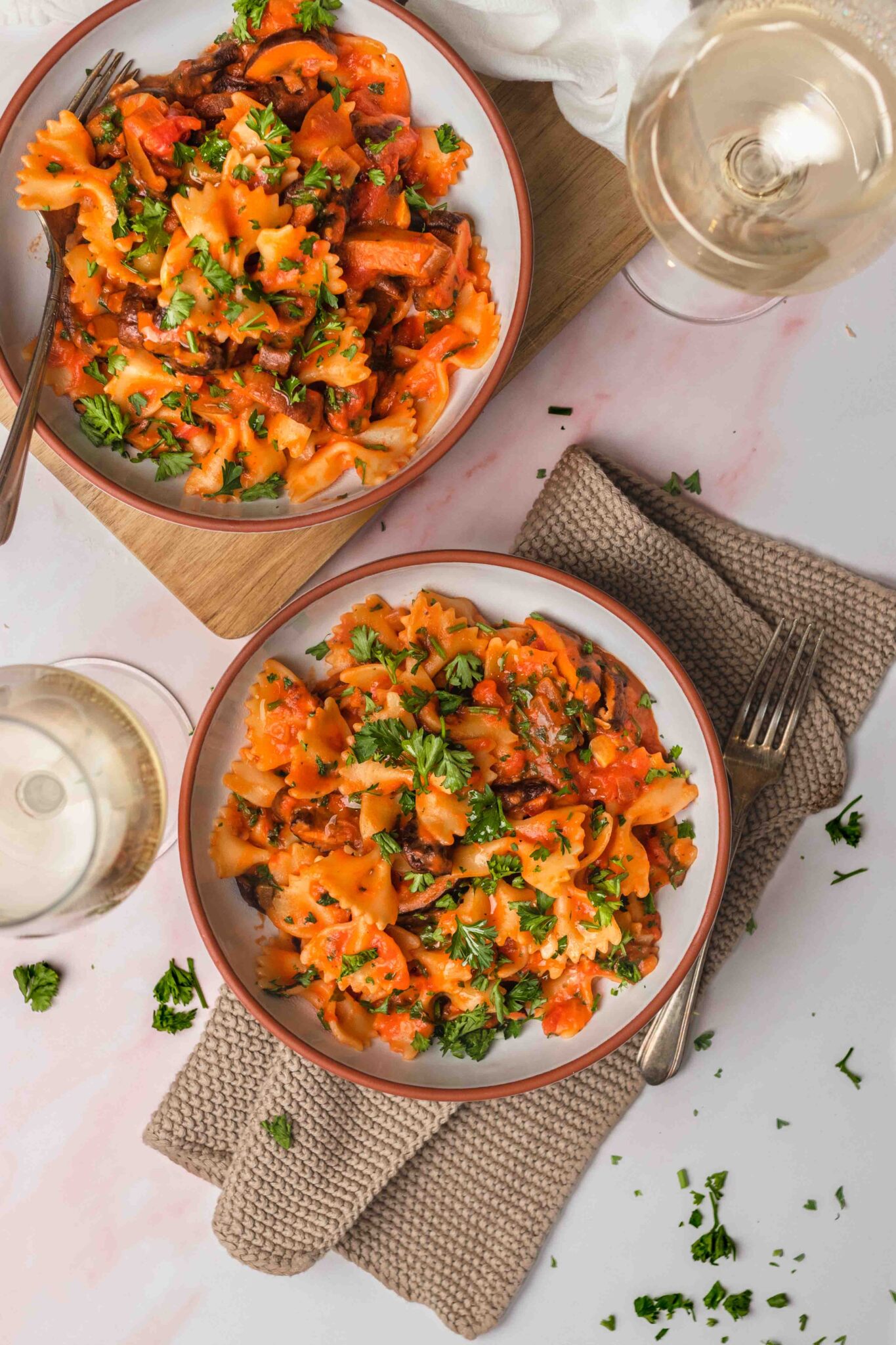Vegan Farfalle Pasta with Coconut Rose Sauce | Two Market Girls