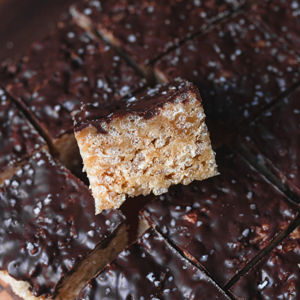 Chocolate Peanut Butter Rice Crispy Treats | Two Market Girls